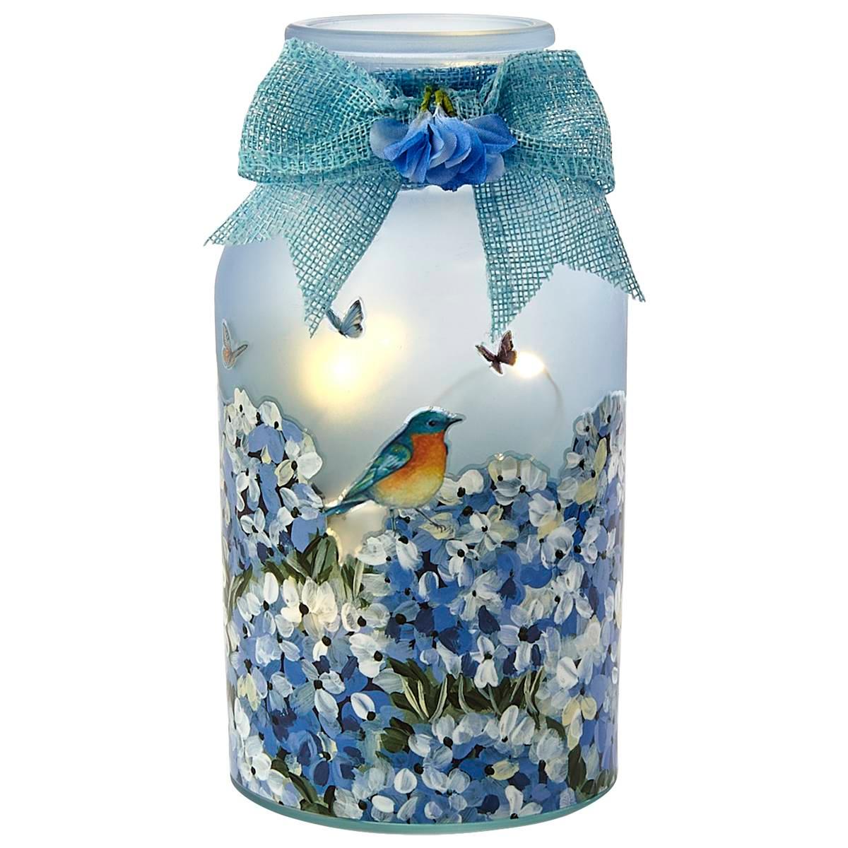 Click here for Transpac Blue Bird & Hydrangea LED Lantern prices