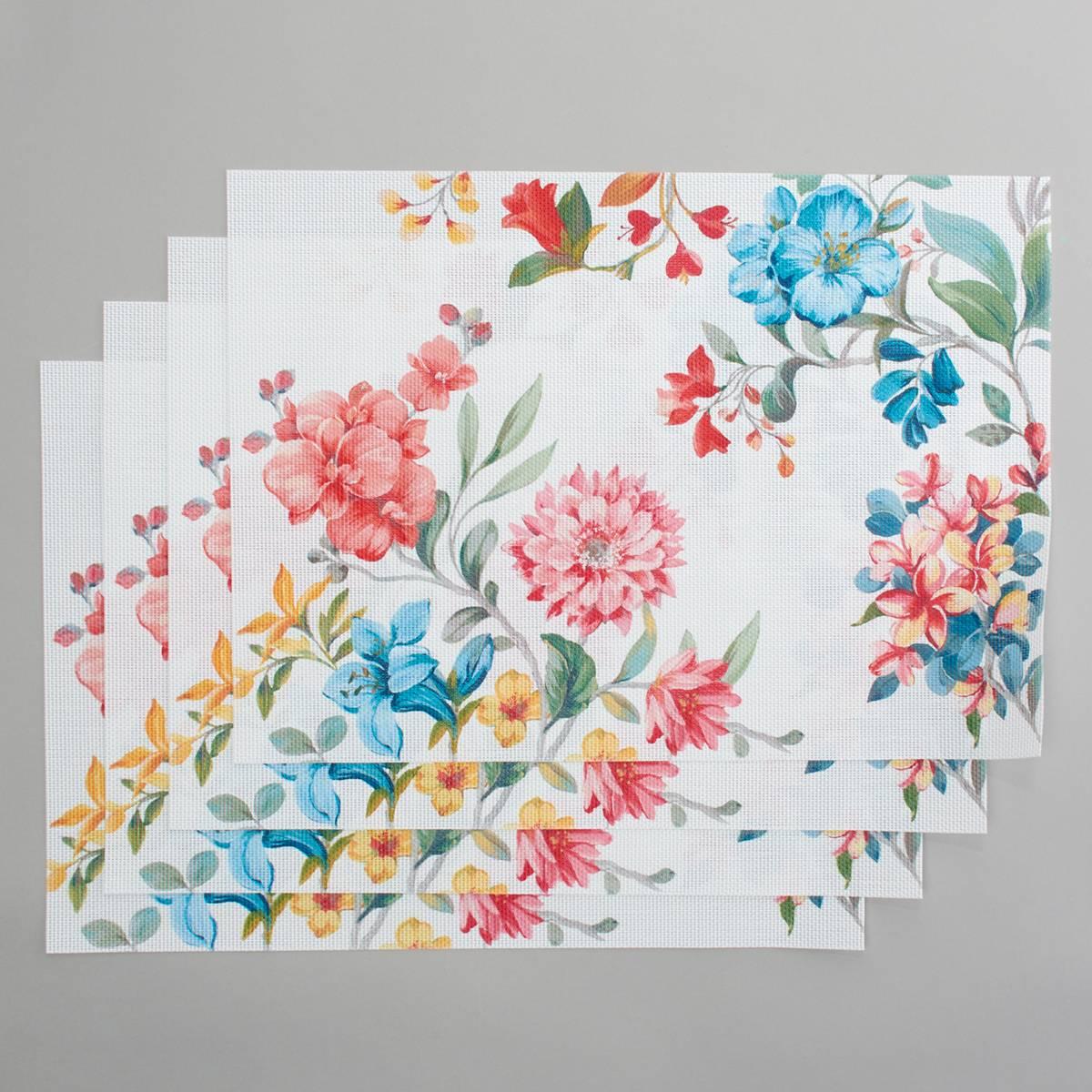 Click here for Jillian Dig Floral Woven Vinyl Placemats - Set of... prices