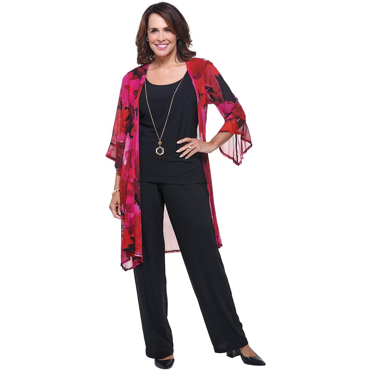 Click here for Womens Sara Michelle Elbow Sleeve Drape Jacket & P... prices