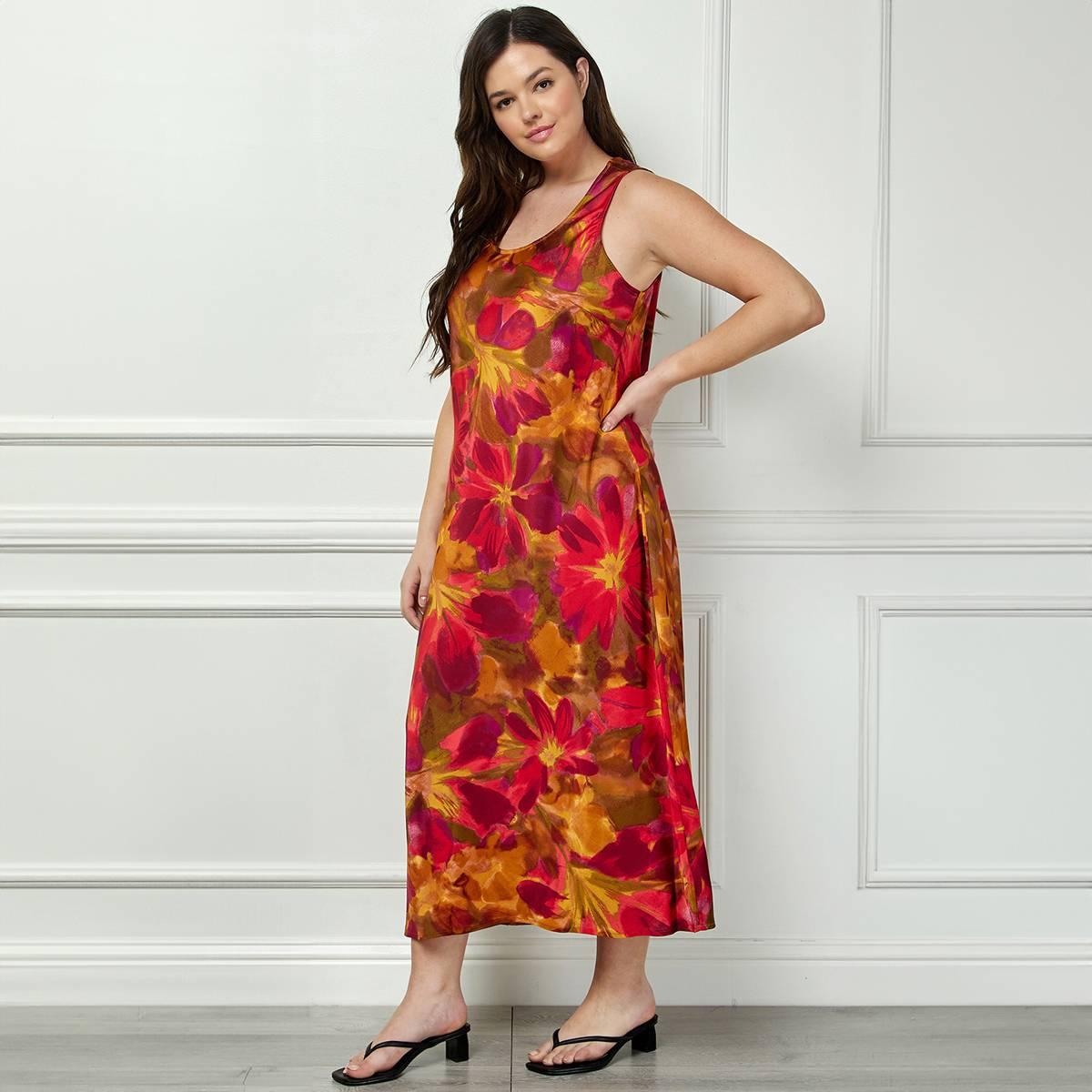 Click here for Plus Size Sara Michelle Sleeveless Floral Satin Mi... prices