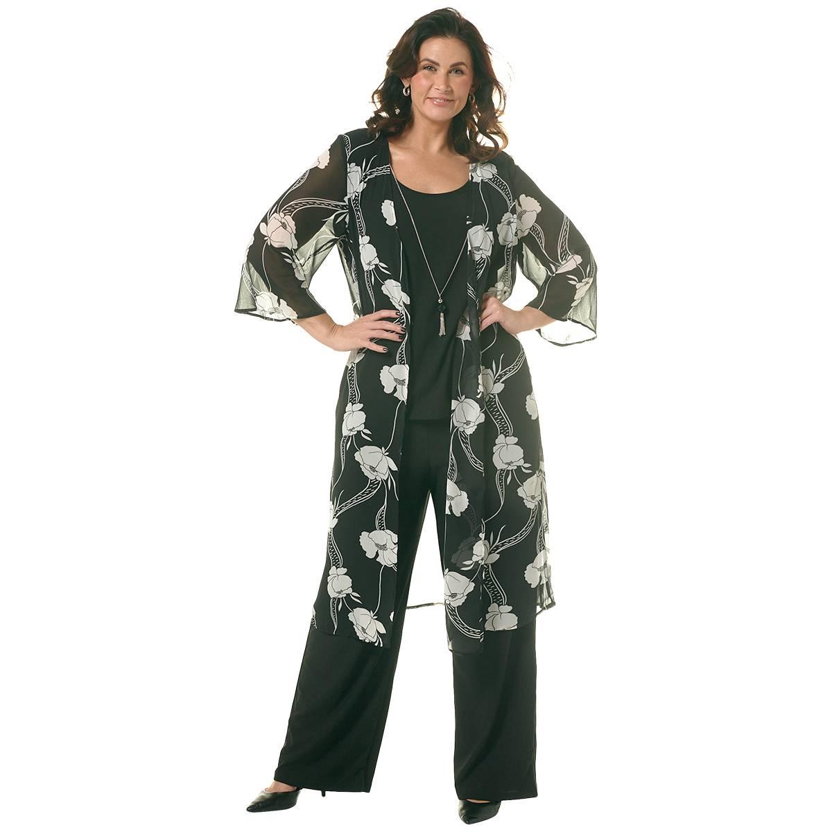 Click here for Plus Size Sara Michelle Sheer Floral Duster Pants... prices