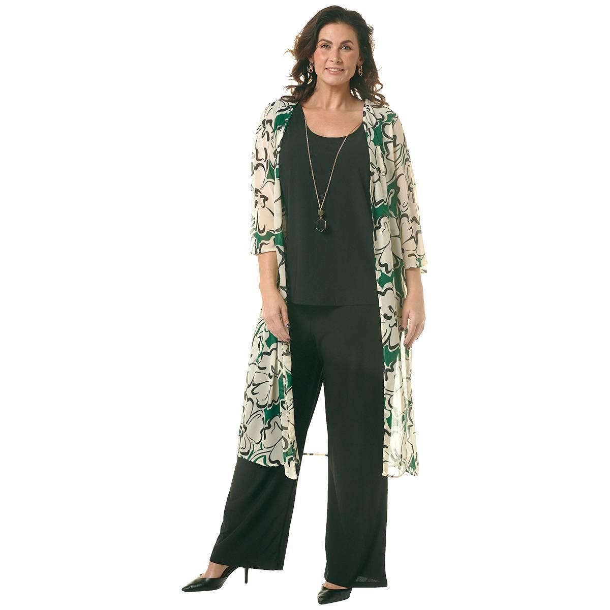 Click here for Plus Size Sara Michelle Floral Duster Pants Set prices