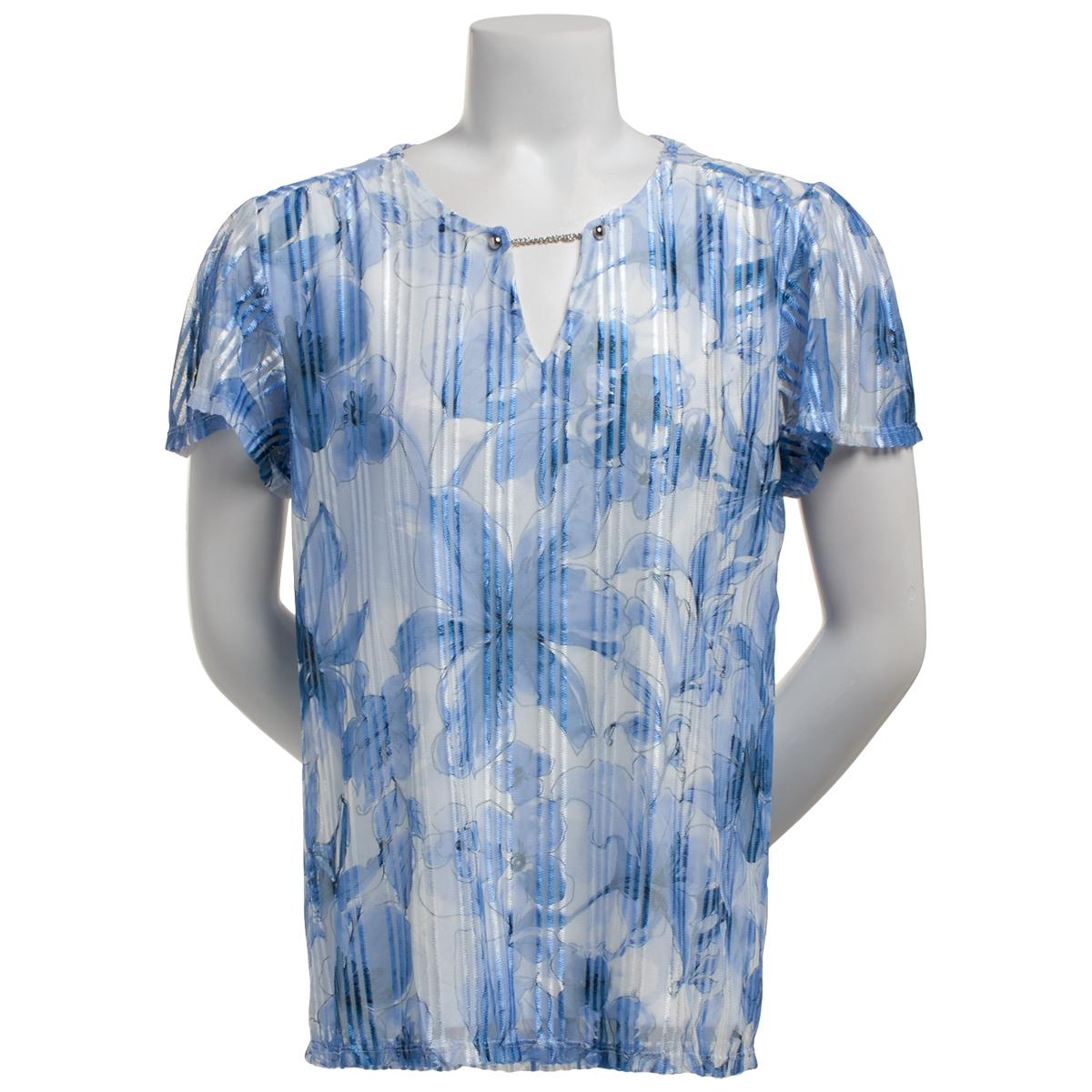 Click here for Womens Sara Michelle Short Sleeve Chiffon Keyhole... prices