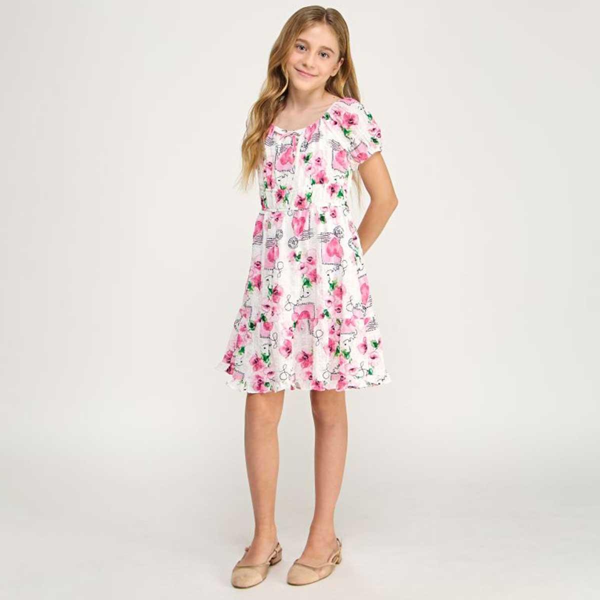 Click here for Girls (7-16) As U Wish Floral Puff Sleeve Dress prices