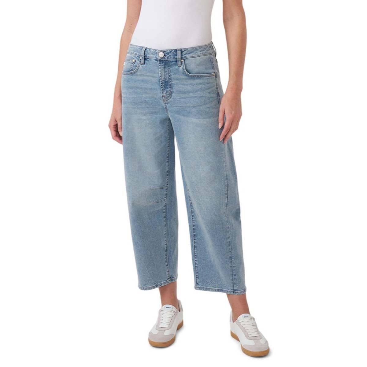 Click here for Womens Seven7 Cropped Pieced Dart Barrel Jeans prices