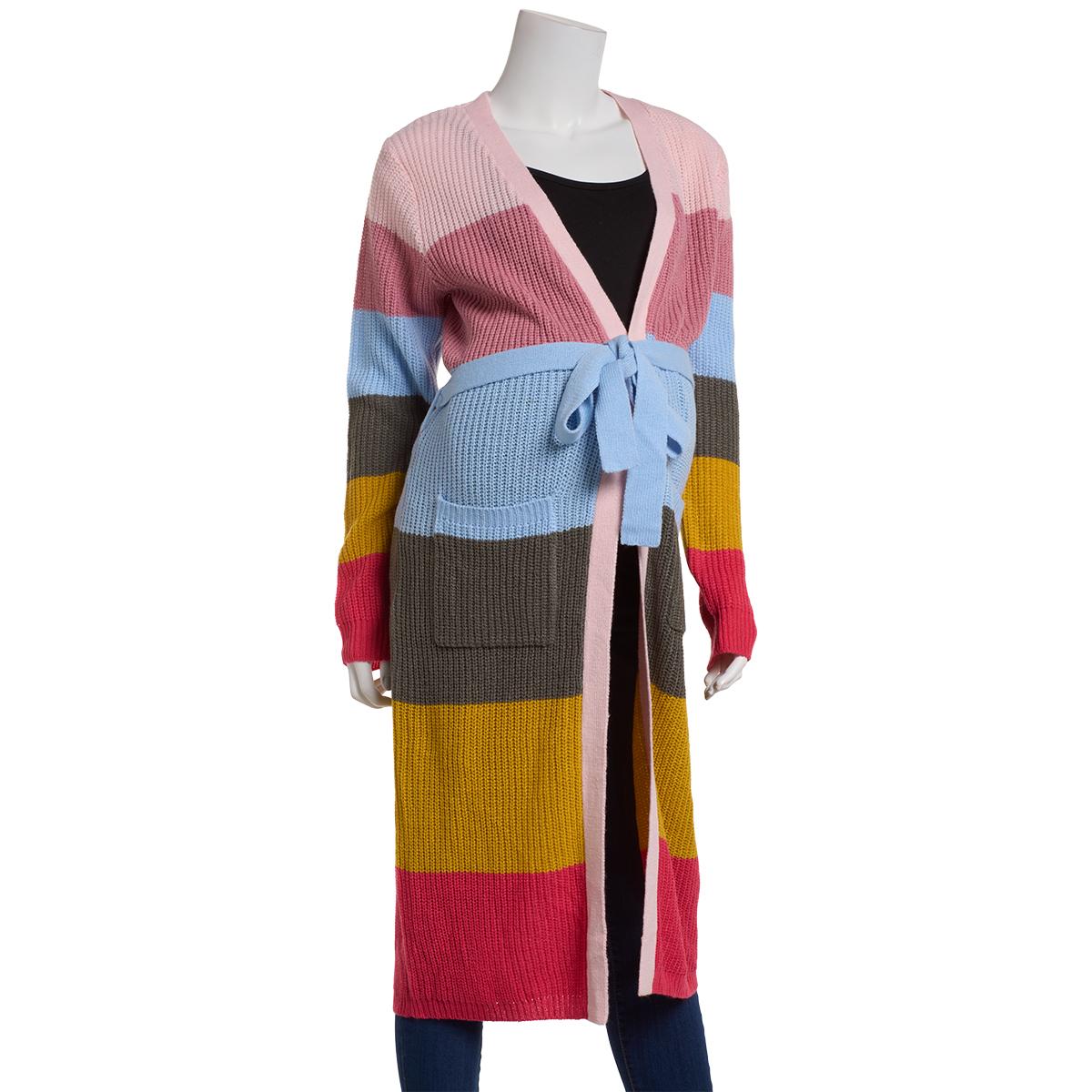 Click here for Womens Due Time Long Sleeve Stripe Tie Waist Mater... prices