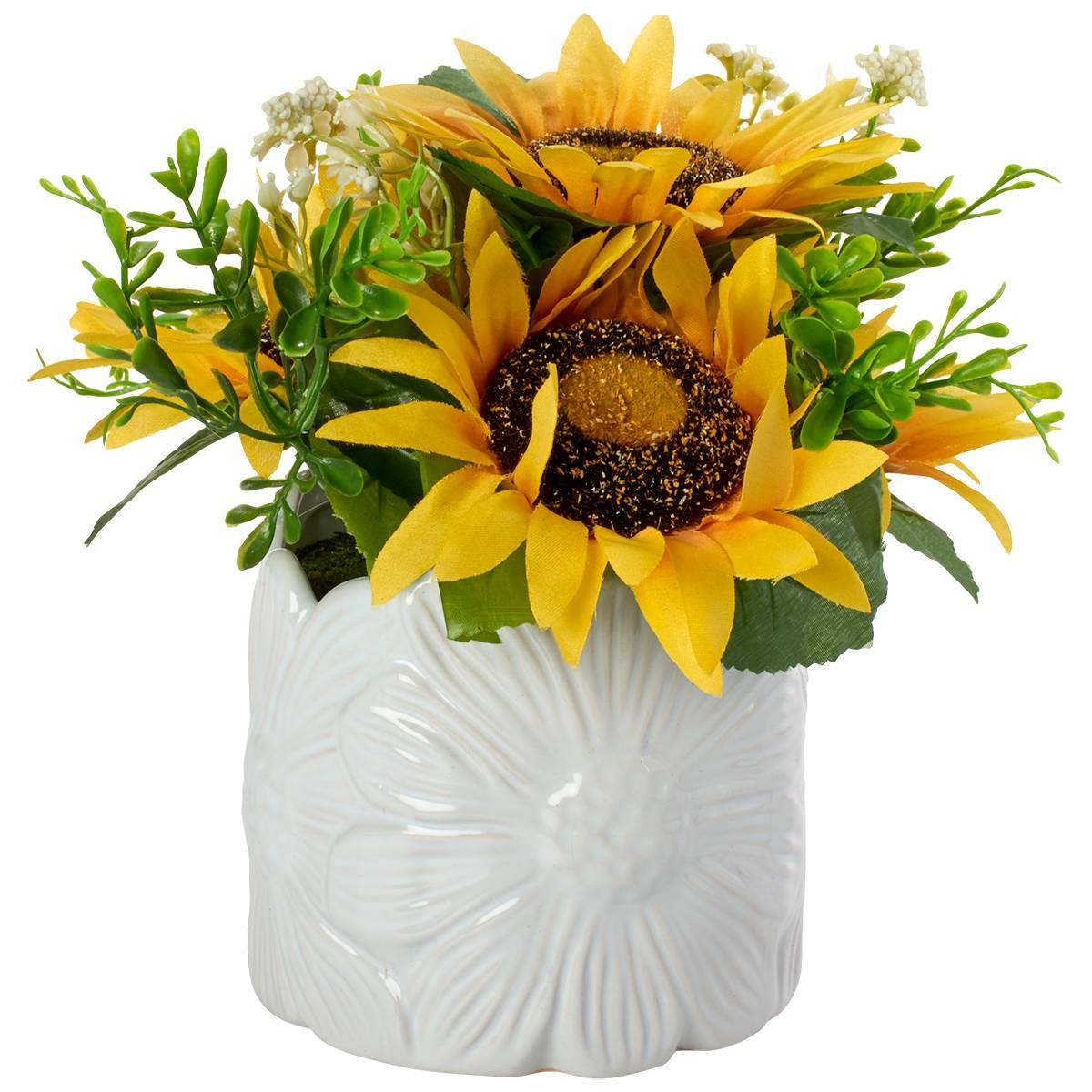 Click here for Sunflower/Gypso In Ceramic Pot Arrangement prices