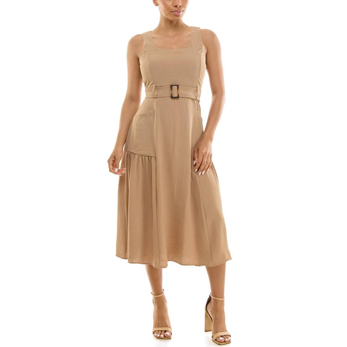 Click here for Womens Nina Leonard Sleeveless Solid Fit & Flare D... prices