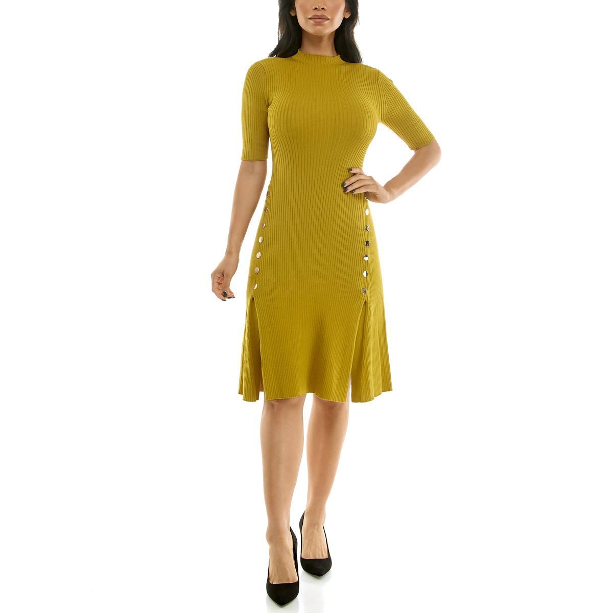 Click here for Womens Nina Leonard Elbow Sleeve Button Trim Ribbe... prices
