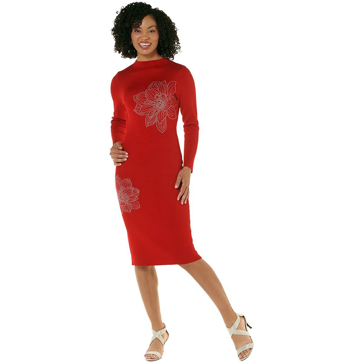 Click here for Womens Nina Leonard Long Sleeve Rhinestone Sweater... prices