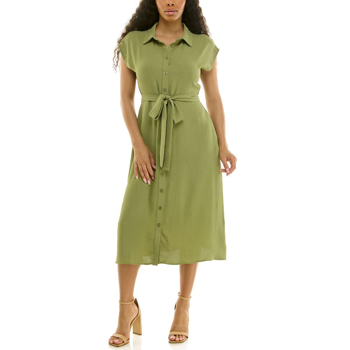 Click here for Womens Nina Leonard Cap Sleeve Embellished Trim Sh... prices