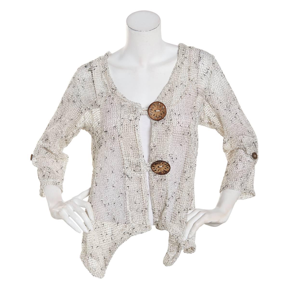 Click here for Womens Nina Leonard Coconut Button Crochet Cardiga... prices