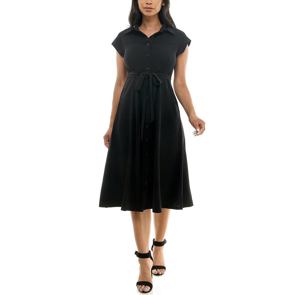 Click here for Womens Nina Leonard Short Sleeve Crepe Shirtdress prices