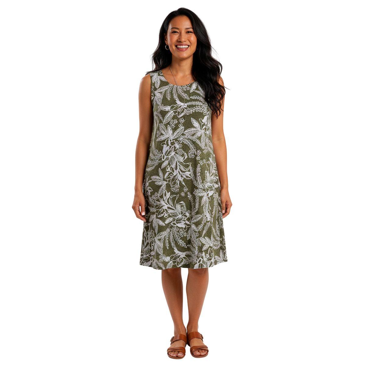 Click here for Womens Nina Leonard Sleeveless Floral Leaf Shift D... prices