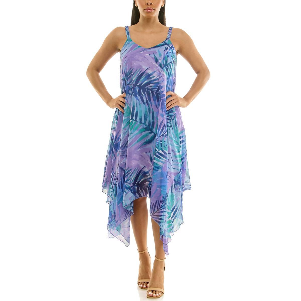 Click here for Womens Nina Leonard Sleeveless Tropical Hanky Hem... prices