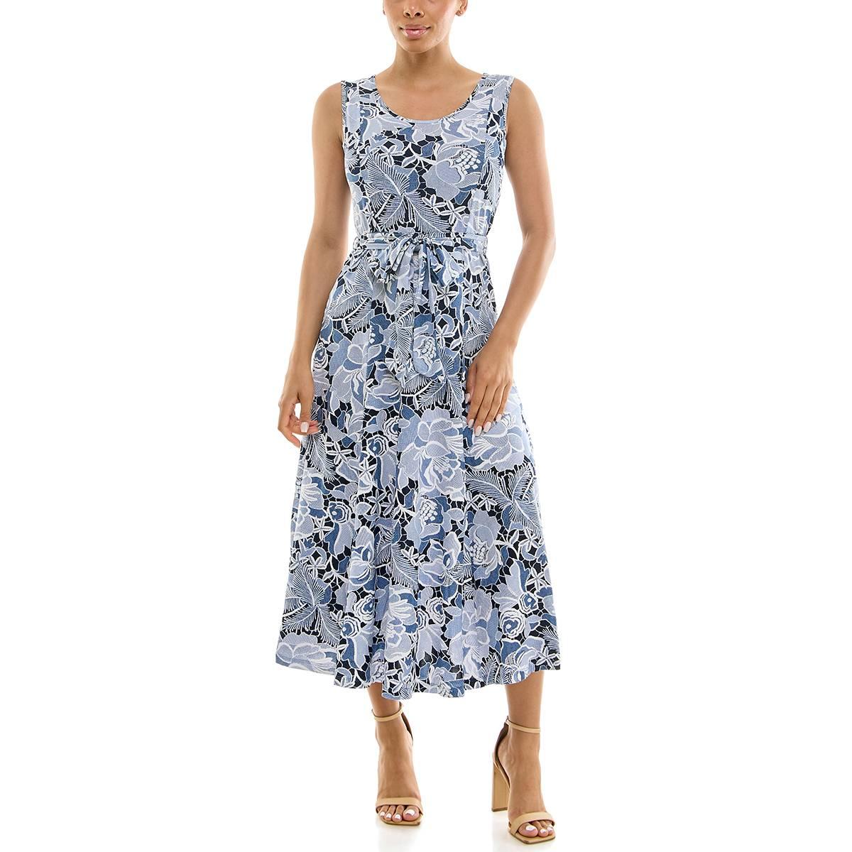 Click here for Plus Size Nina Leonard Sleeveless Floral Midi Fit... prices