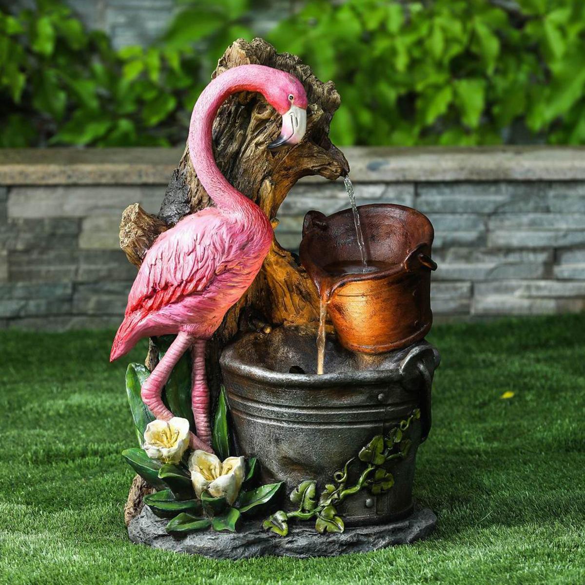 Click here for Resin Flamingo with Bucket LED Fountain prices