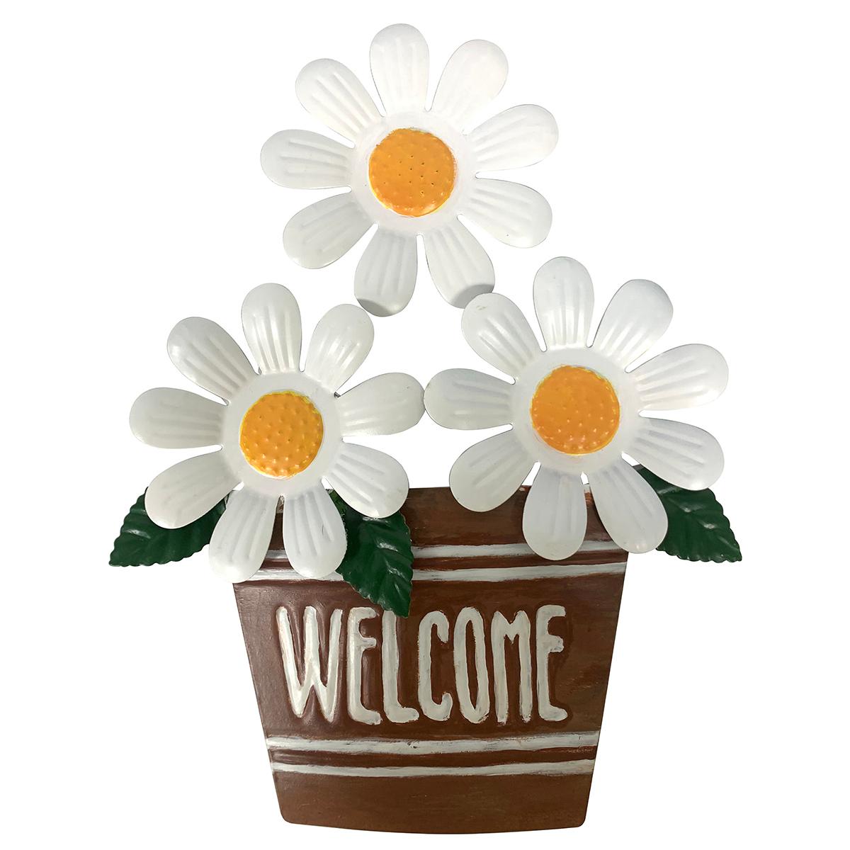Click here for Welcome Flower Pot Metal Hanging Wall Accent prices