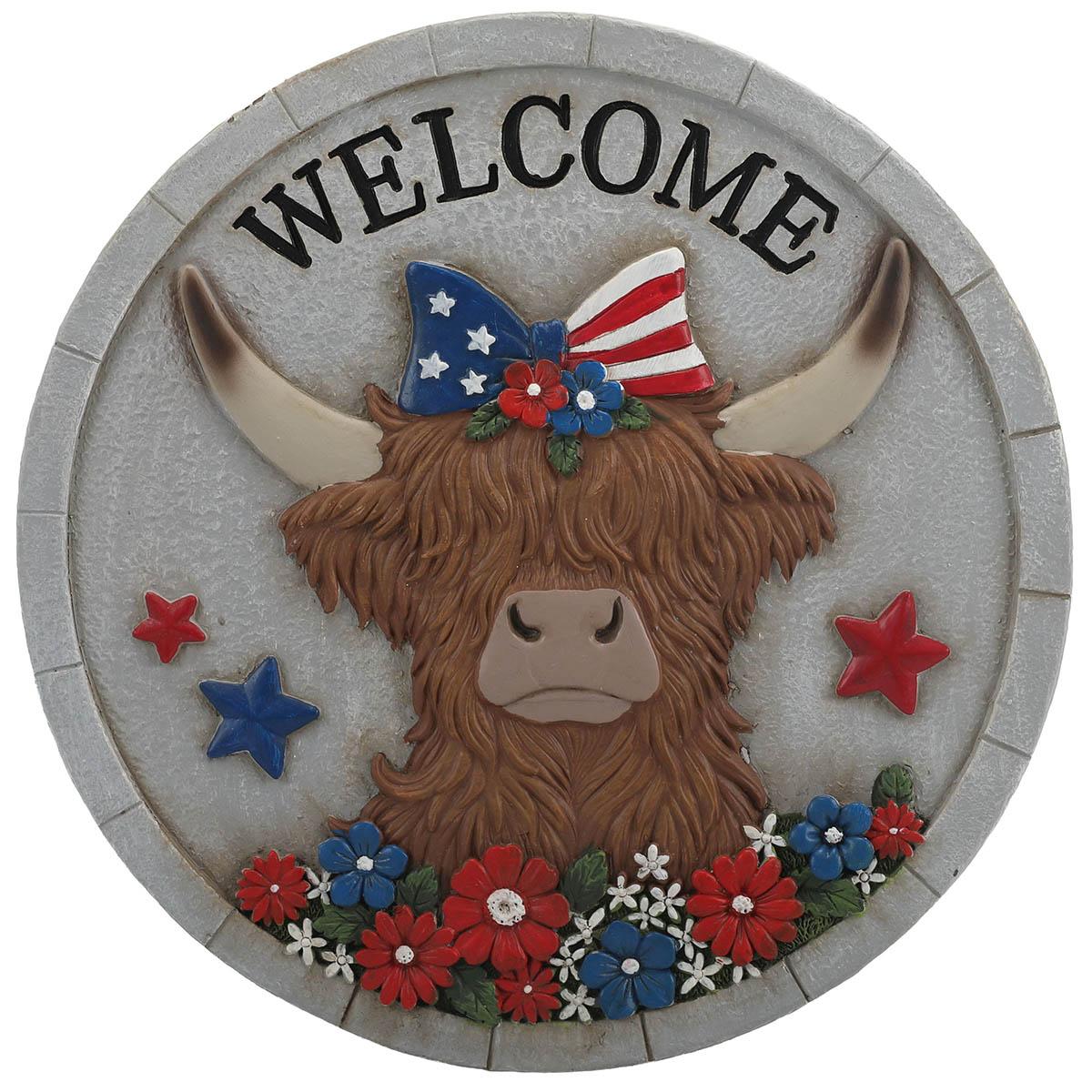 Click here for Patriotic Highland Cow Stepping Stone prices