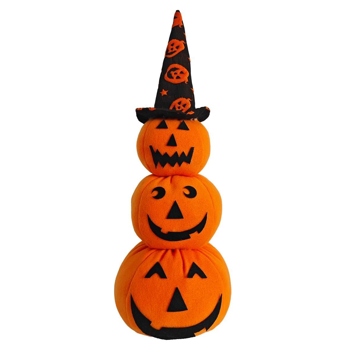 Click here for Fabric Stack of Three Smiling Jack-O-Lanterns with... prices