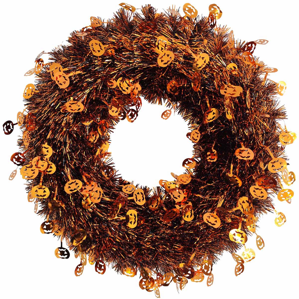 Click here for Halloween Tinsel Pumpkin Wreath prices