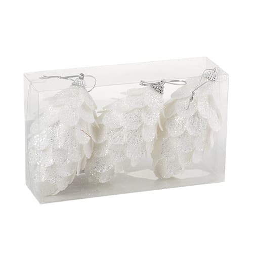 Click here for Set of 3 Flock Scalloped Pine Cone Ornaments prices