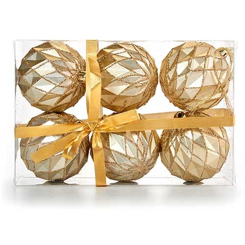 Click here for Set of 6 Geometric Gold Glitter Ornaments prices
