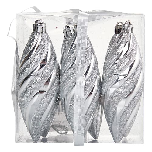 Click here for Set of 6 Tear Silver Glitter Ornaments prices