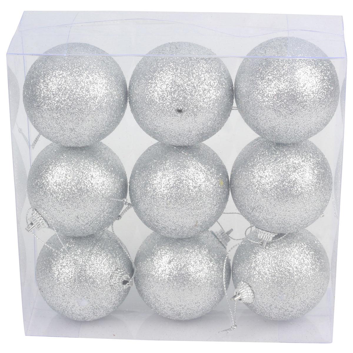 Click here for Set of 9 Silver Glitter Ball Ornaments prices