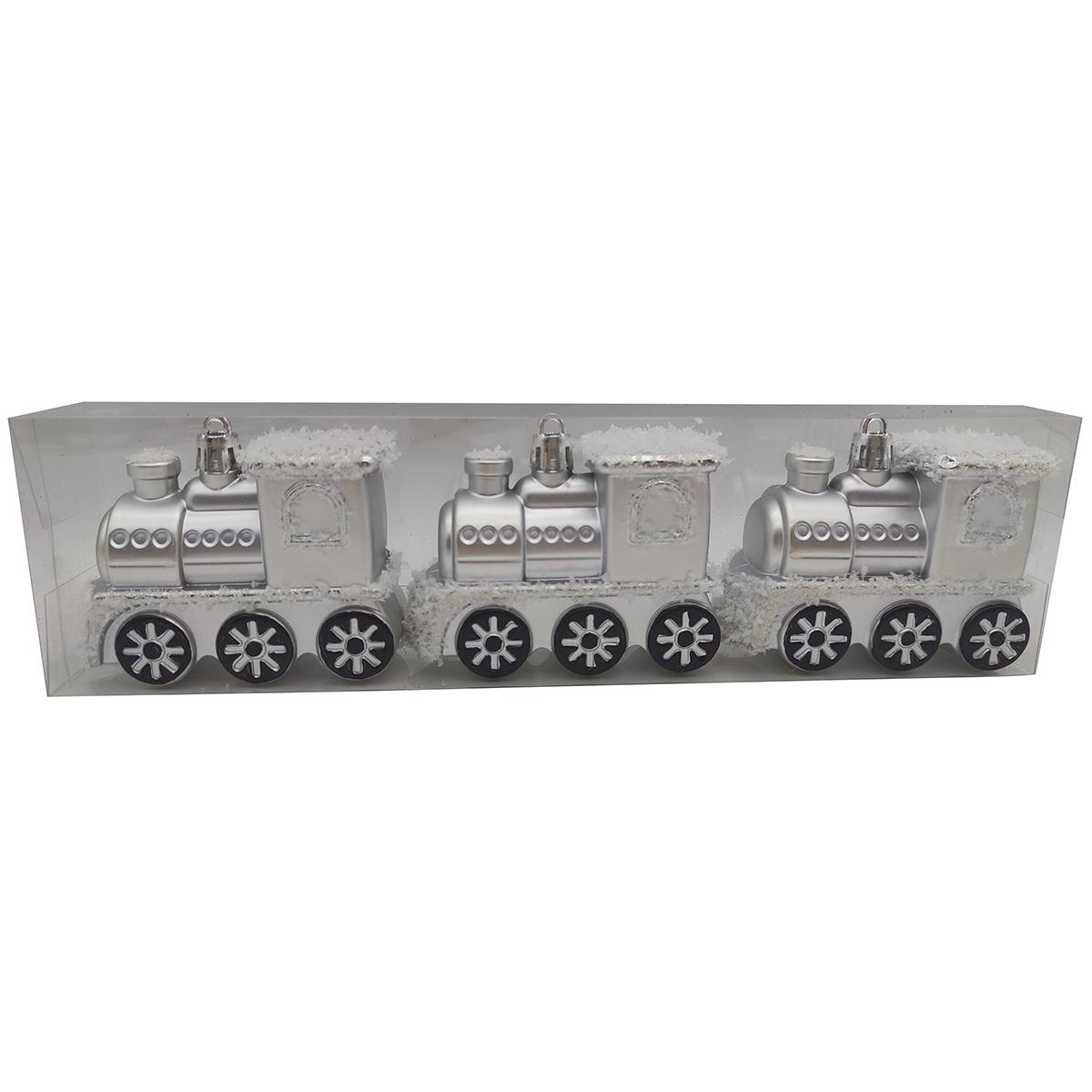Click here for Set of 3 Shatterproof Silver Train Cars Ornaments prices