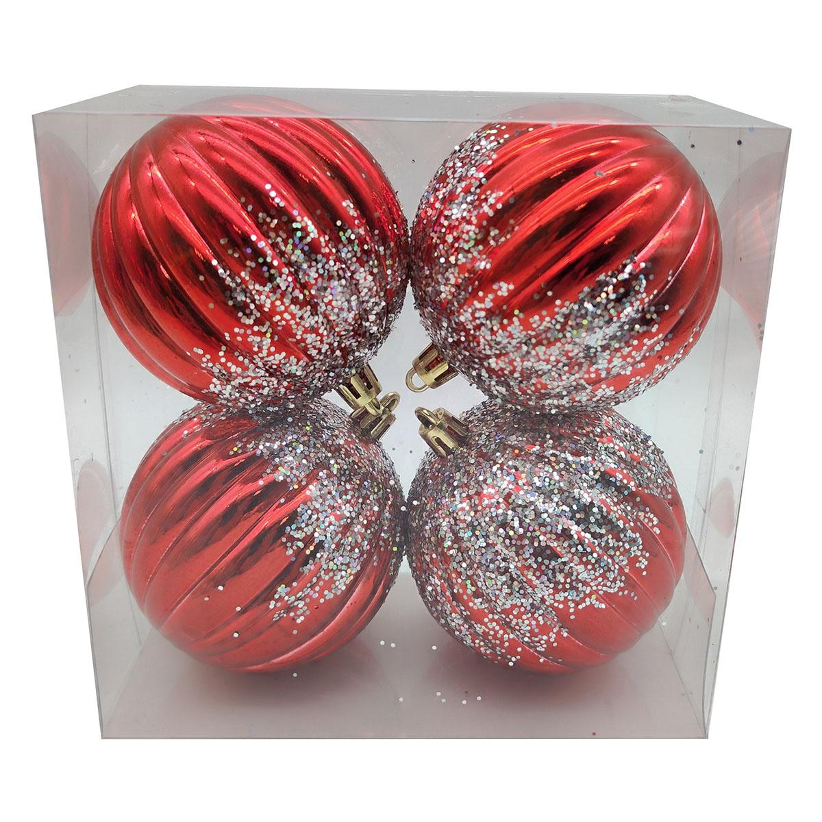 Click here for Set of 4 Ribbed Shatterproof Red Ball Ornaments prices
