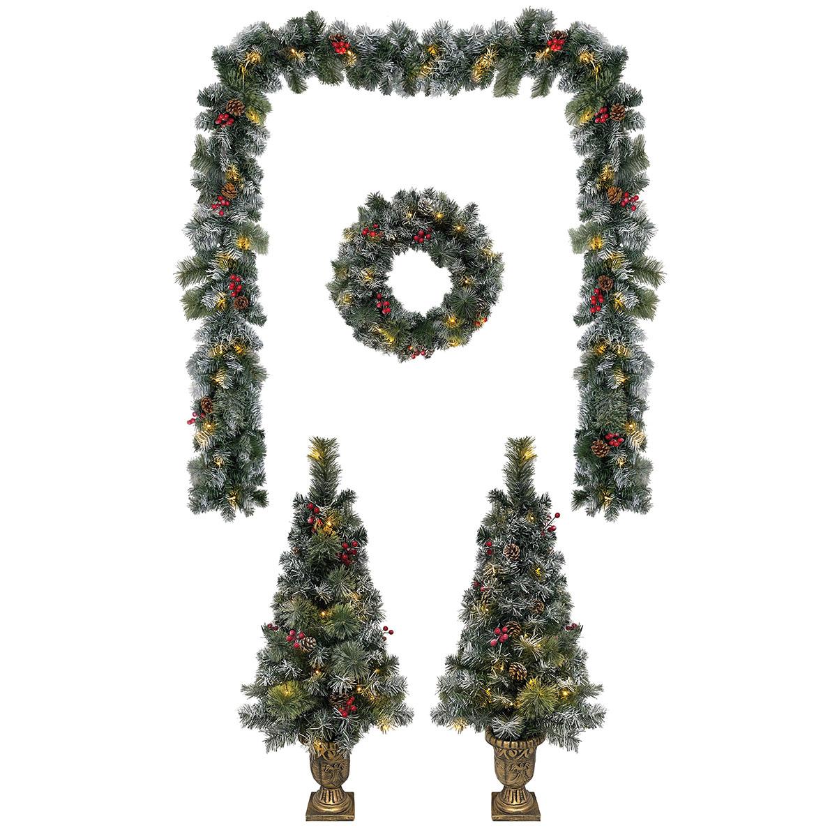 Click here for 5pc. Pre-Lit Tree/Wreath/Garland Porch Set prices