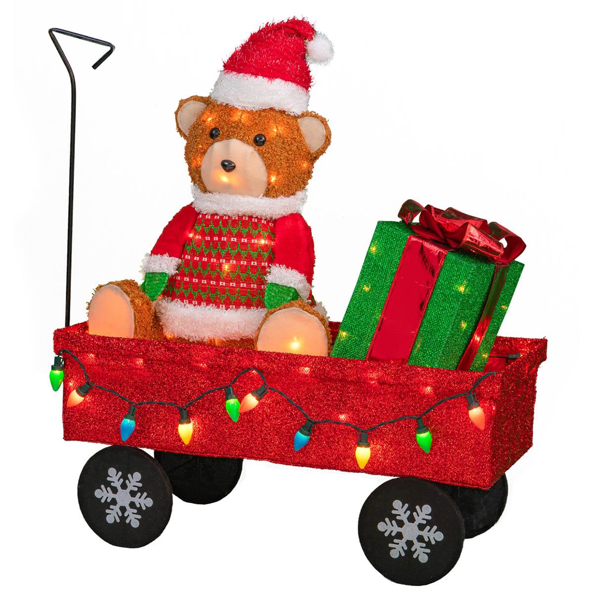 Click here for Pre-Lit Wagon with Teddy Bear & Gift Decoration prices