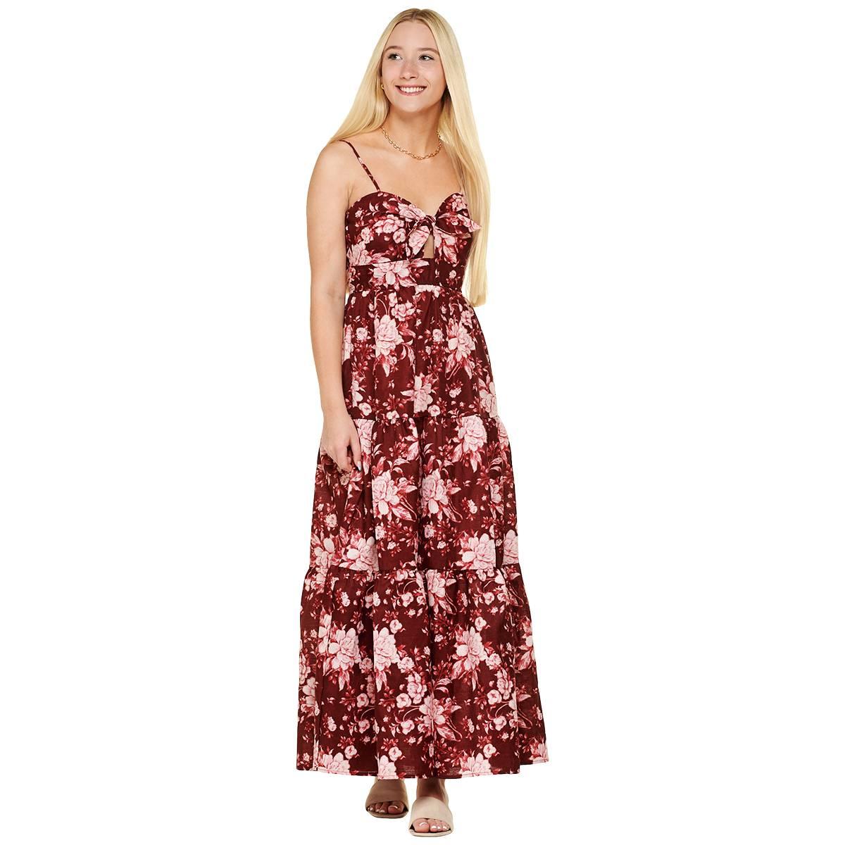 Click here for Juniors Trixxi Floral Slub Keyhole Tier Maxi Dress... prices