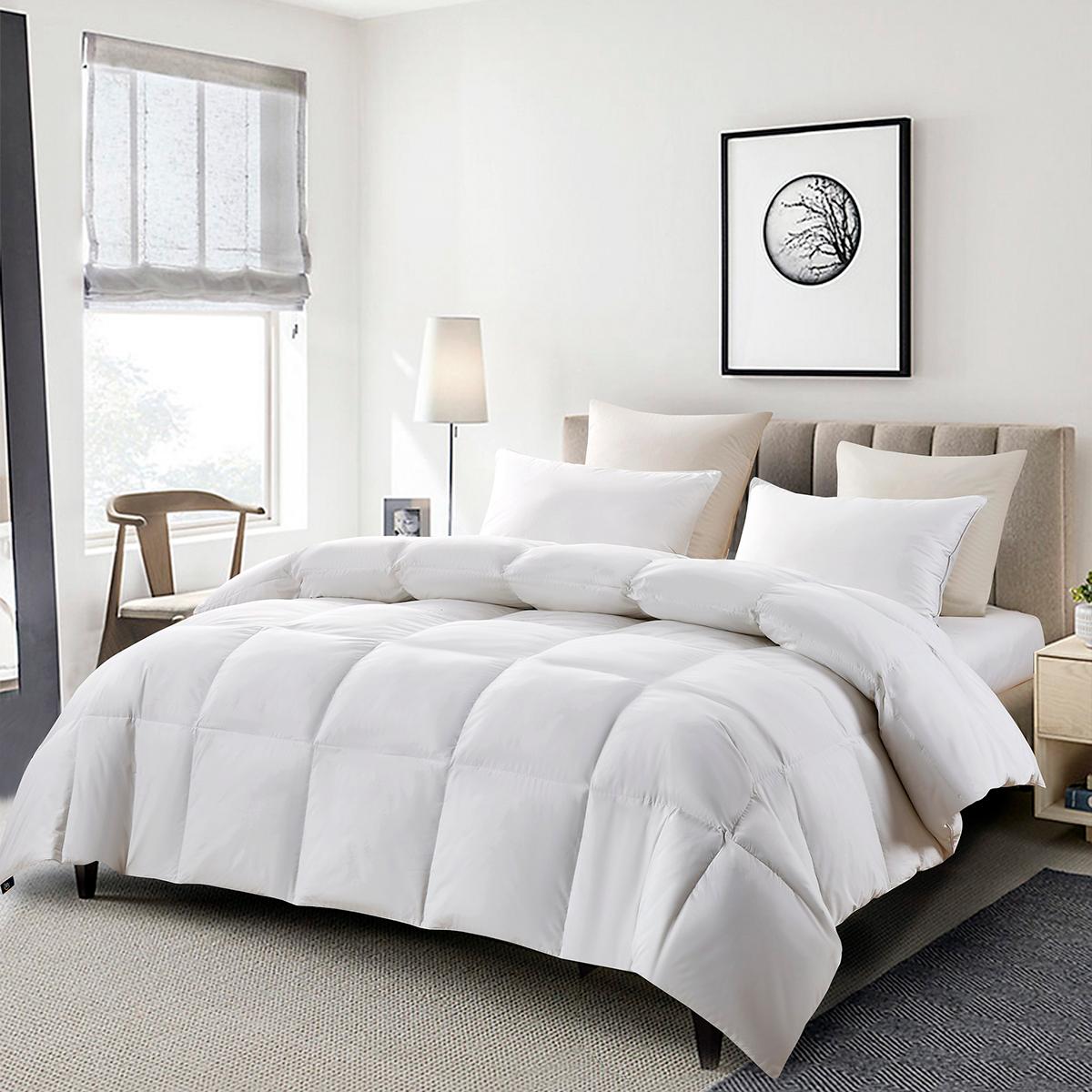 Serta White Goose Feather & Down Fiber Light Warmth Comforter  King - White