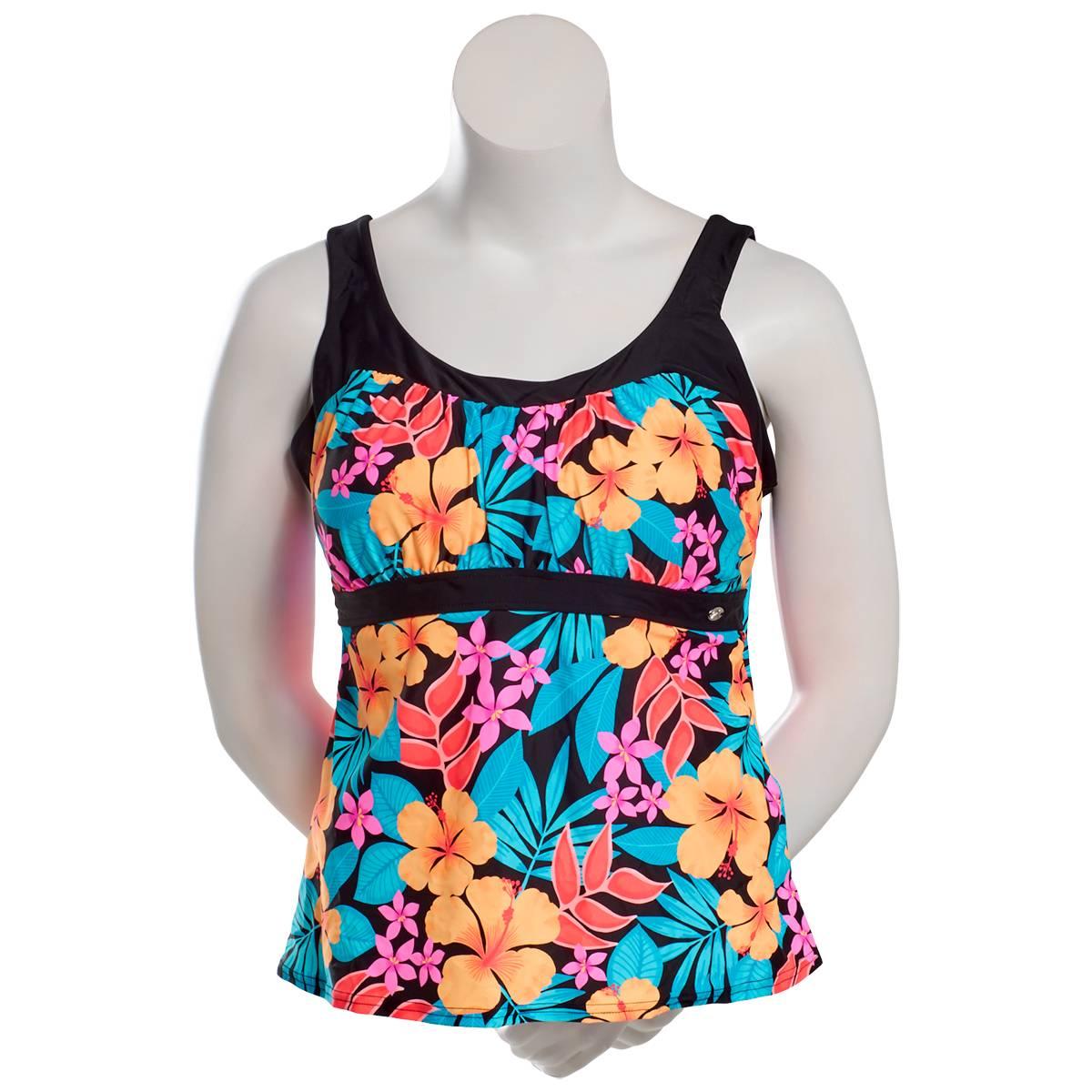Click here for Plus Size ZeroXposur Aloha Peasant Tropical Tankin... prices