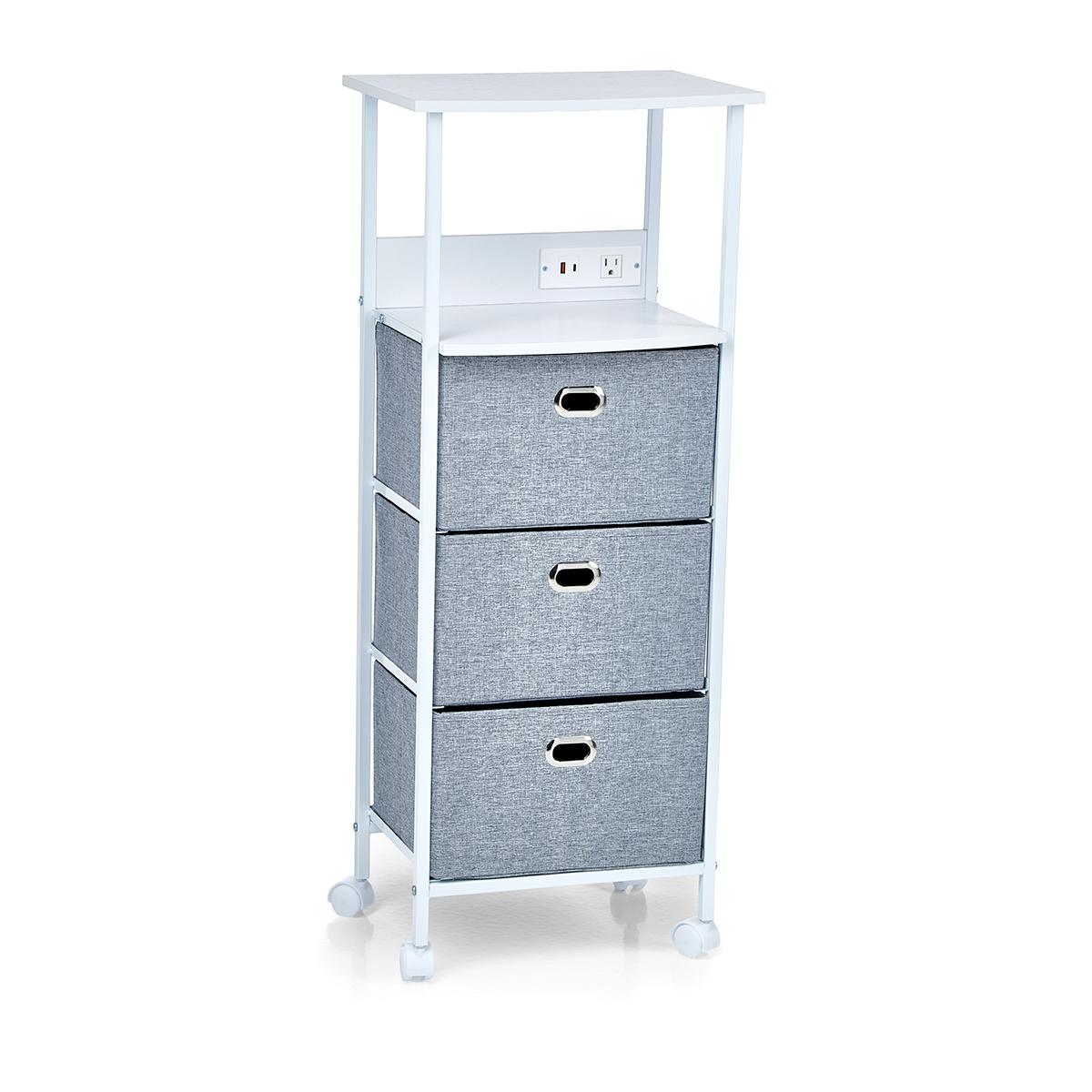 Click here for 3-Drawer White/Grey USB Charging Cart prices