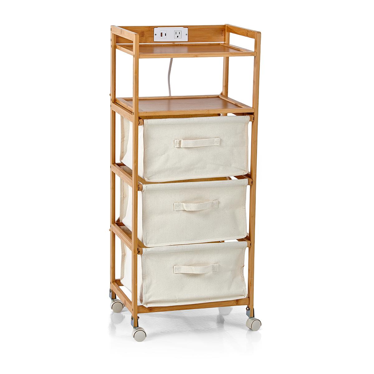 Click here for 3-Drawer Bamboo USB Charging Cart prices