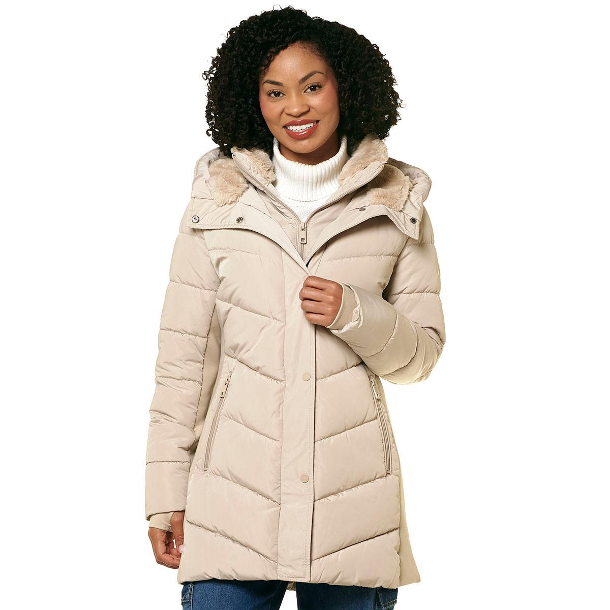 Womens Calvin Klein Puffer Jacket with Bib & Stretch Sides