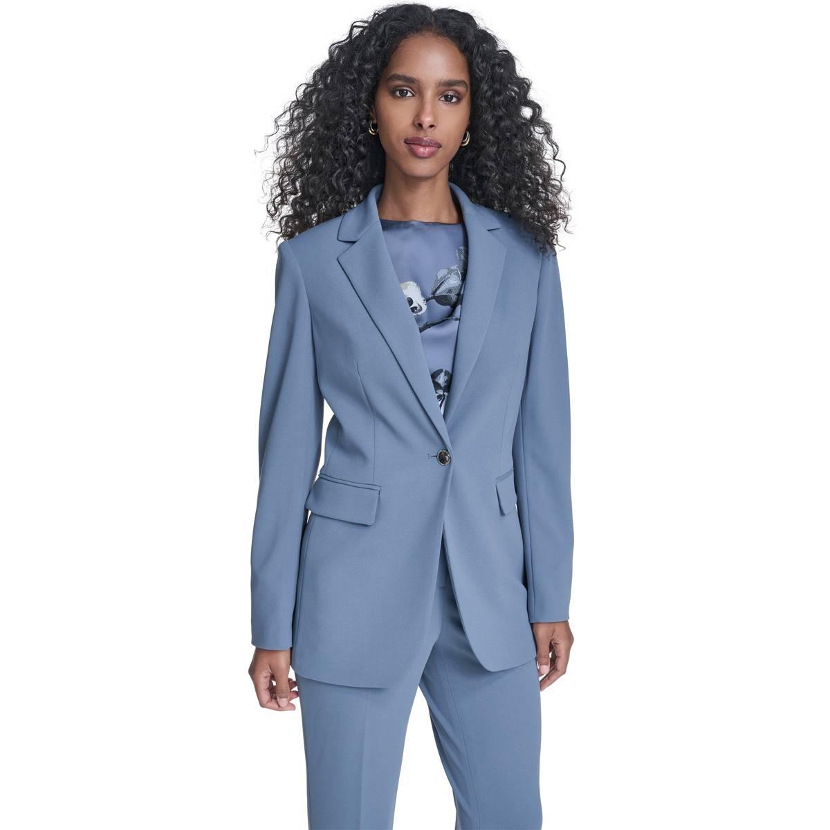 Click here for Womens Calvin Klein Notch Lapel One-Button Blazer prices