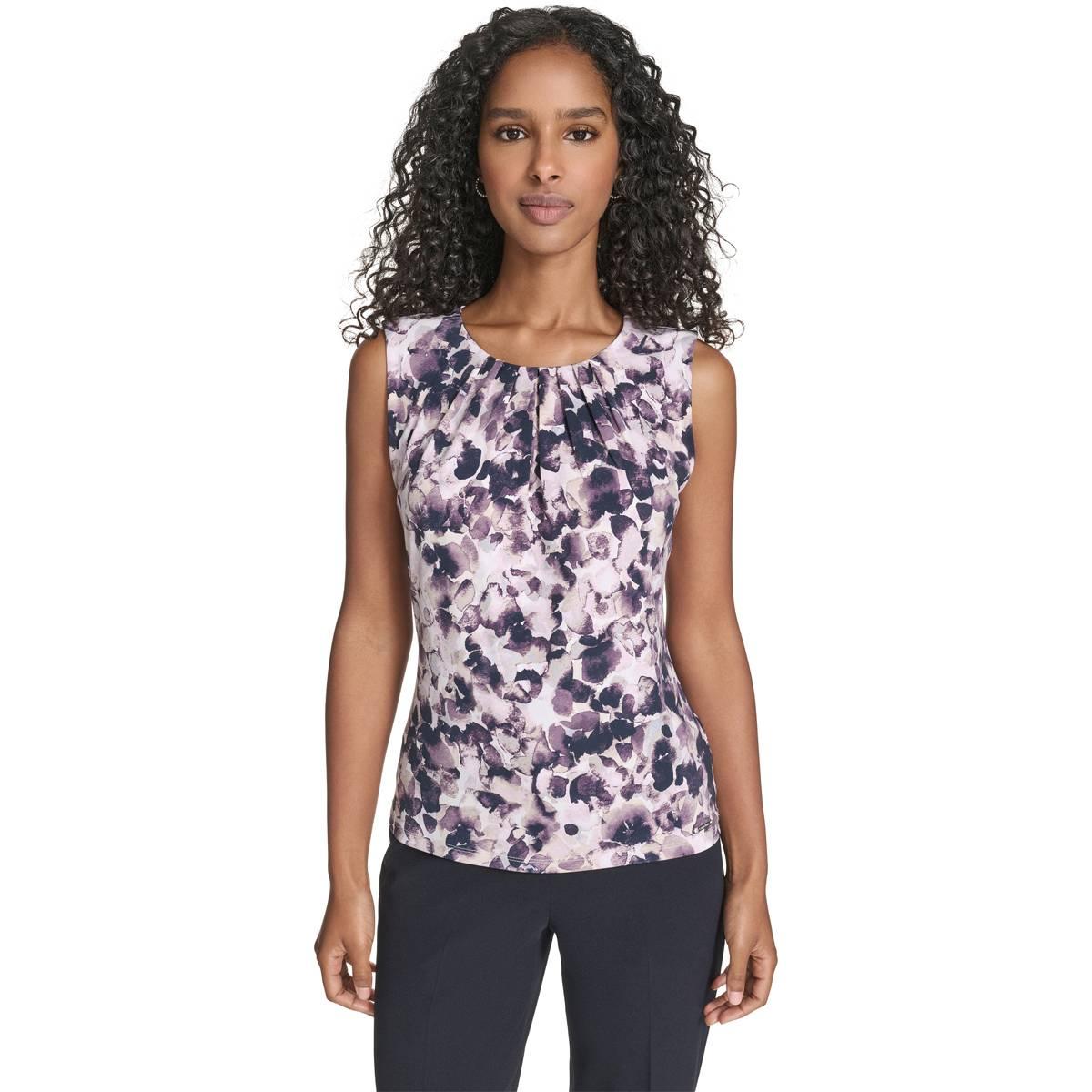 Click here for Womens Calvin Klein Sleeveless Pleated Smudge Flor... prices