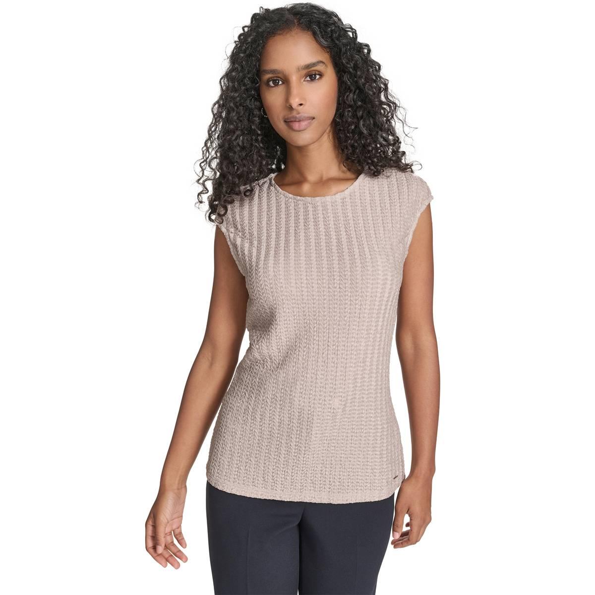 Click here for Womens Calvin Klein Cap Sleeve Textured Knit Sweat... prices