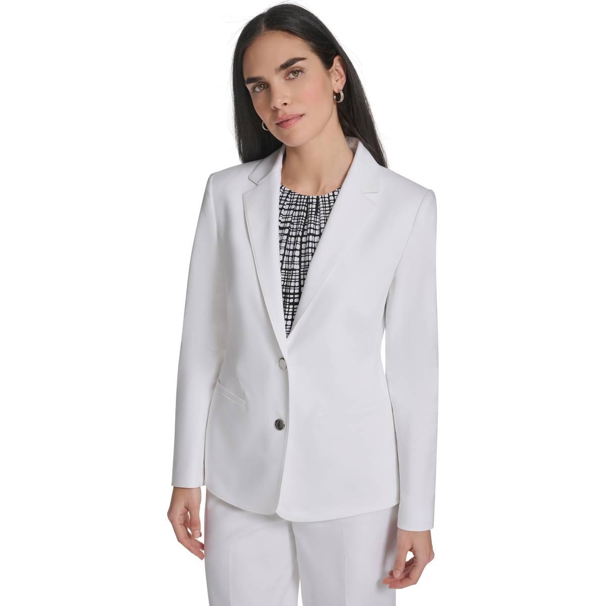 Calvin Klein Womens Two-Button Jacket - White