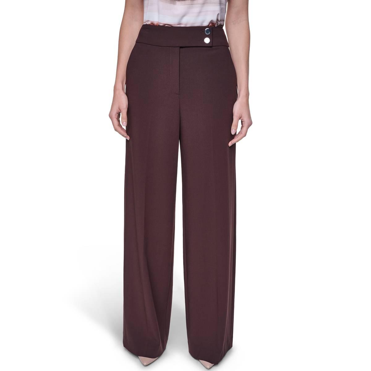 Calvin Klein Womens Mid Rise Wide Leg Pants - Coffee Bea
