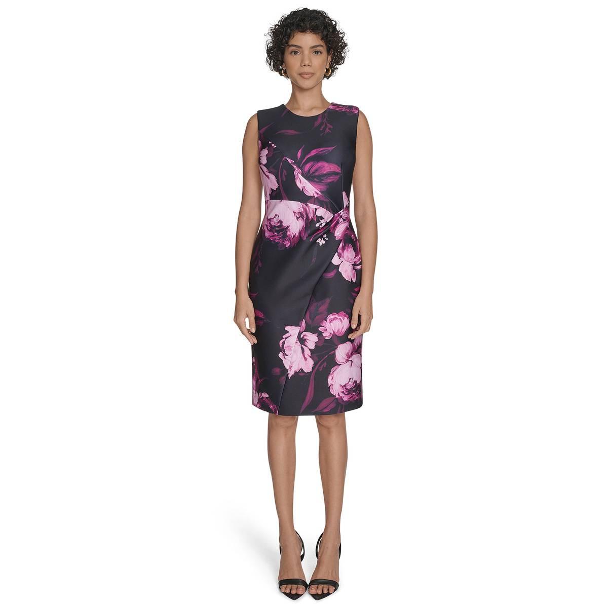 Click here for Womens Calvin Klein Sleeveless Floral Crepe Sheath... prices