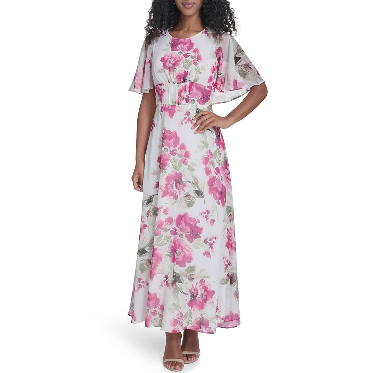 Click here for Womens Calvin Klein Flutter Sleeve Floral Chiffon... prices