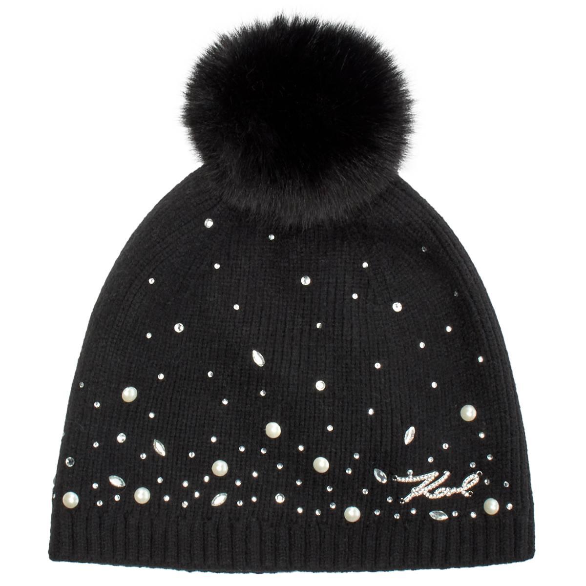Click here for Womens Karl Lagerfeld Crystal Winter Hat with Pom prices