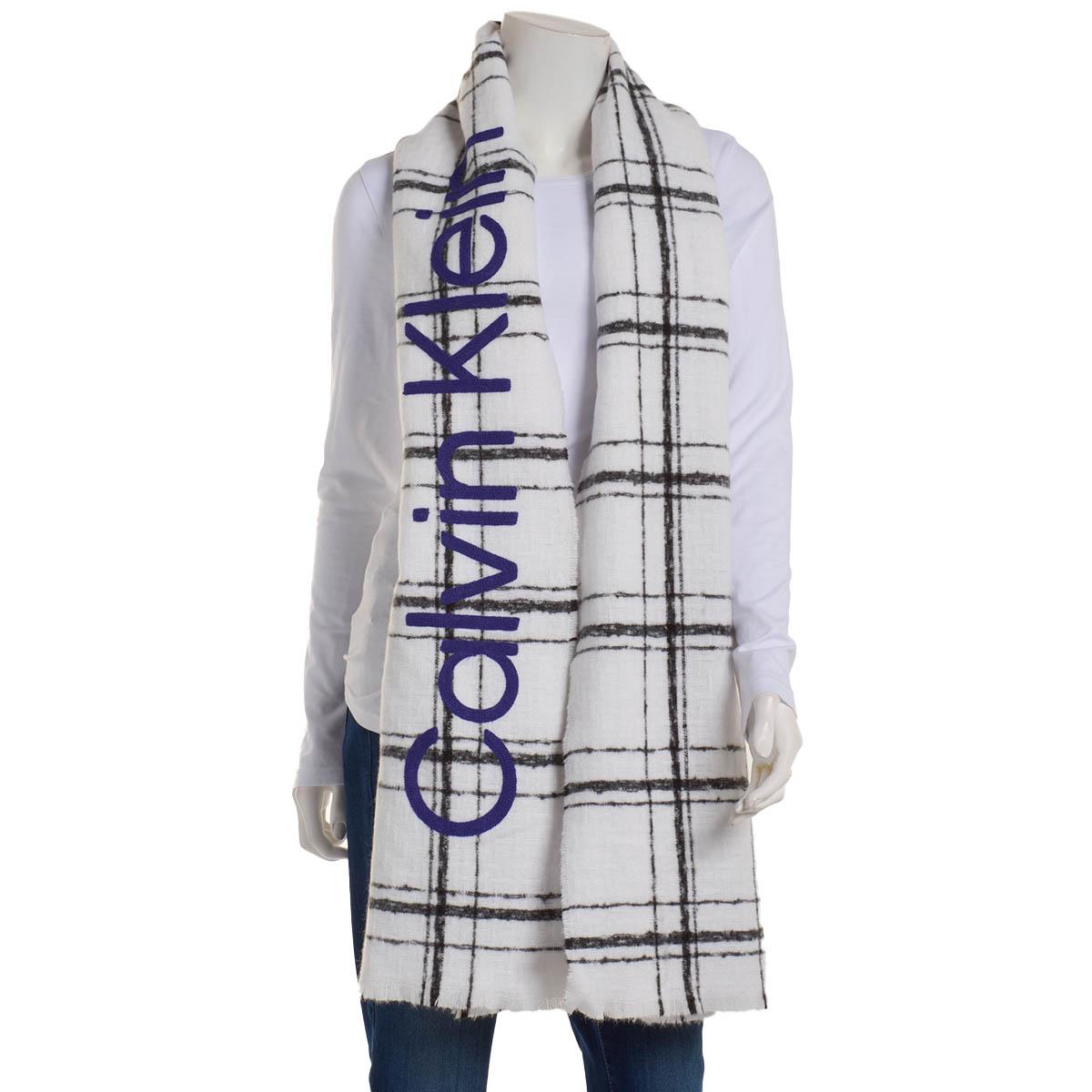 Click here for Womens Calvin Klein Plaid Logo Blanket Scarf prices