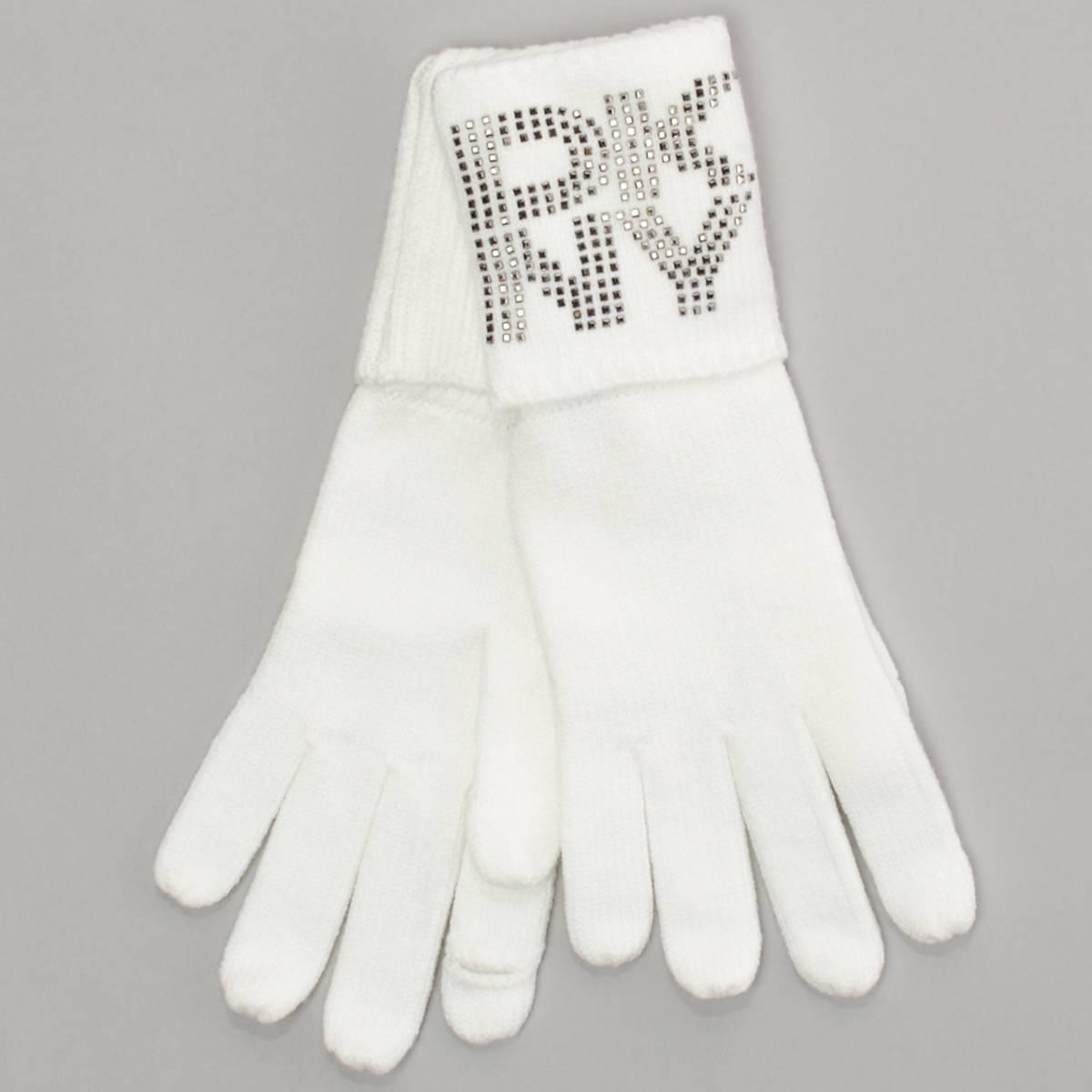 Click here for Womens DKNY Rhinestone Studded Knit Logo Gloves prices