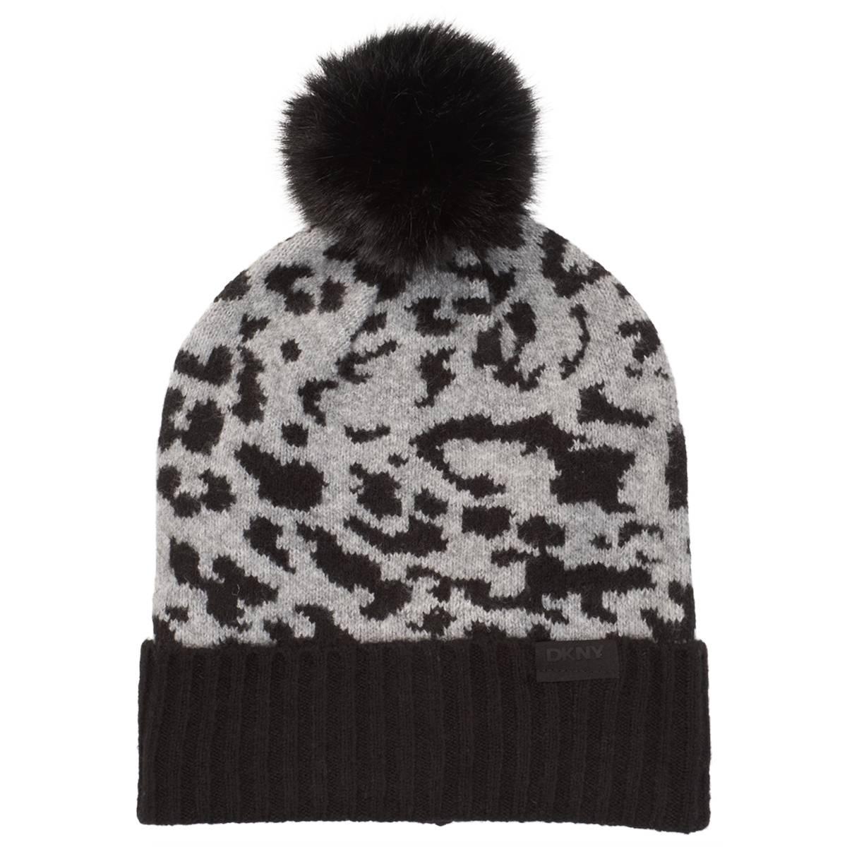Click here for Womens DKNY Leopard Beanie w/ Faux Fur Pom prices